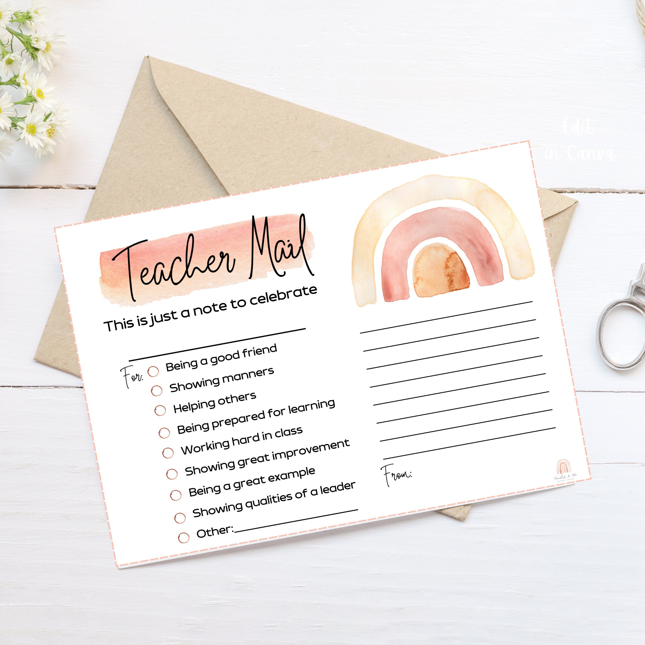 Printable Teacher Mail, Boho Theme, Back to School, Teacher Resources ...