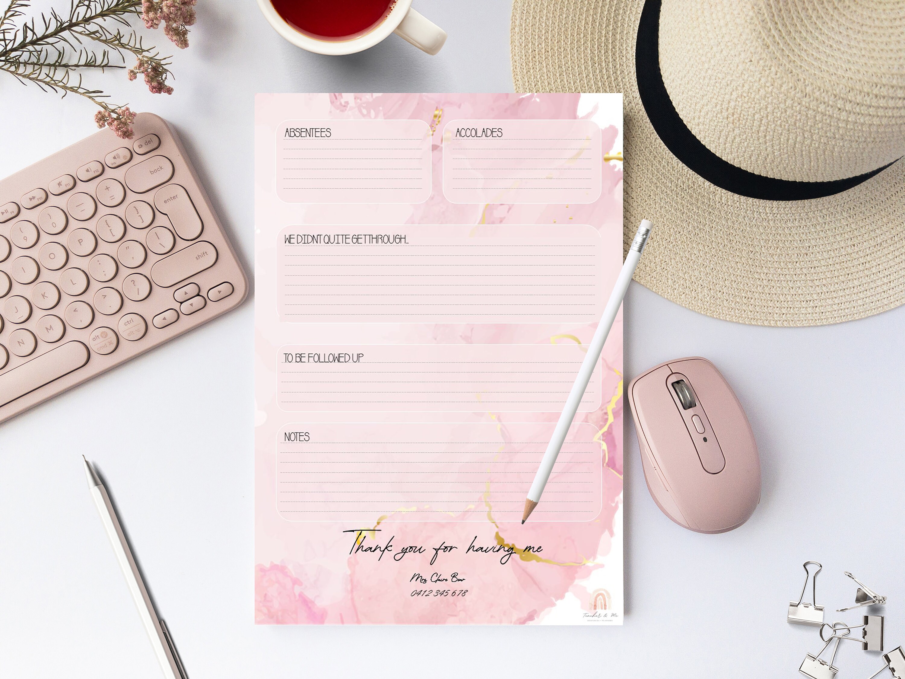 Dusty Rose Relief Teacher Feedback Notes, Substitute Feedback Form ...