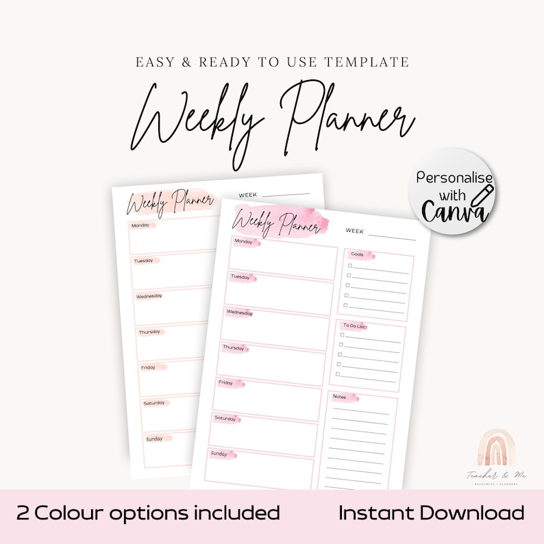 Editable Weekly Planner Printable, Digital Weekly Planner PDF Weekly ...