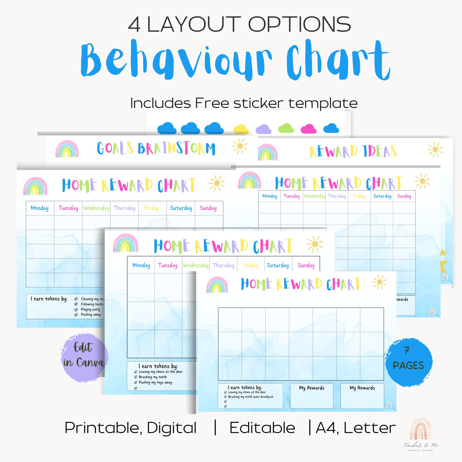 Behaviour Chart for Kids Home Reward Chart Homeschool Reward Chart ...