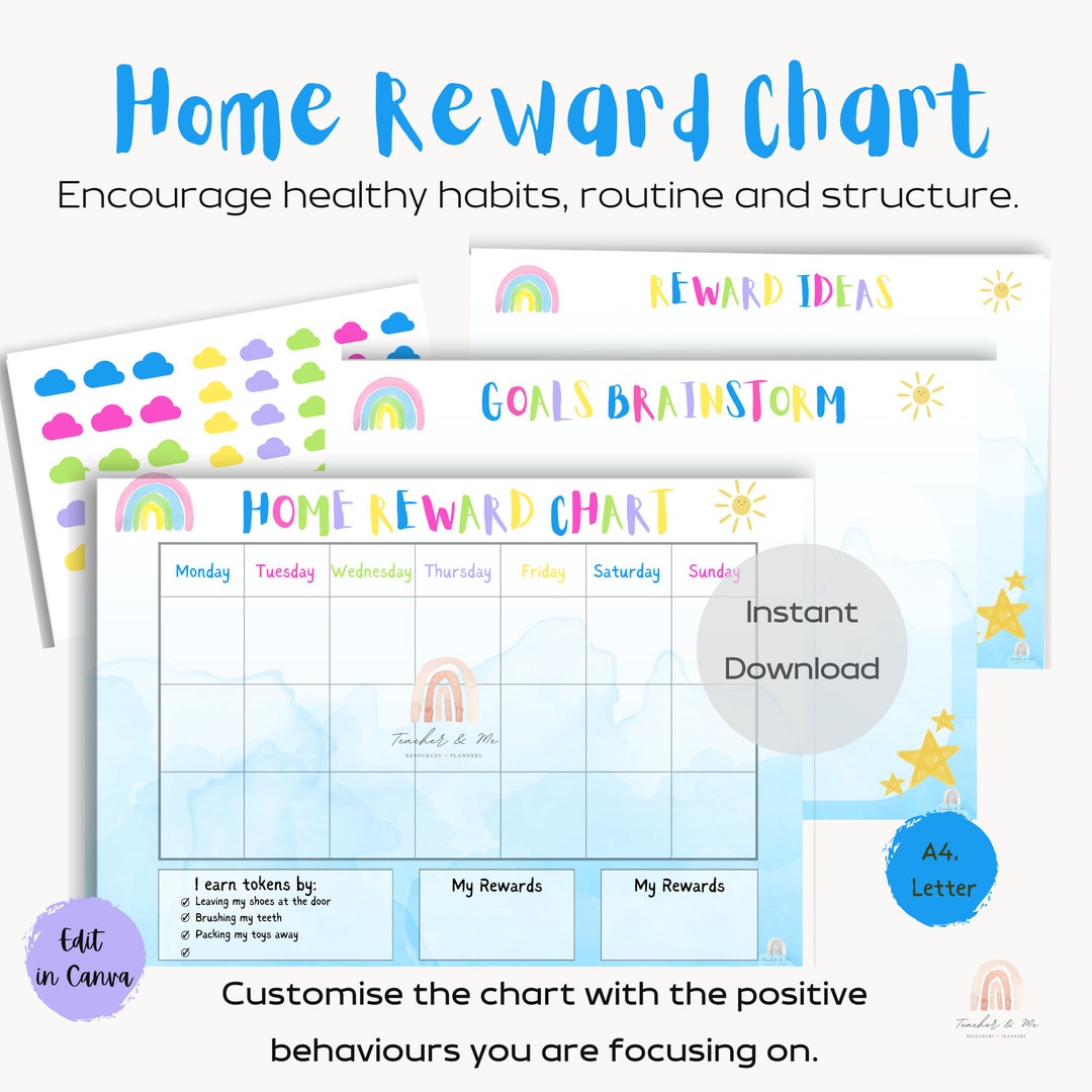 Behaviour Chart for Kids | Home Reward Chart | Homeschool Reward Chart ...