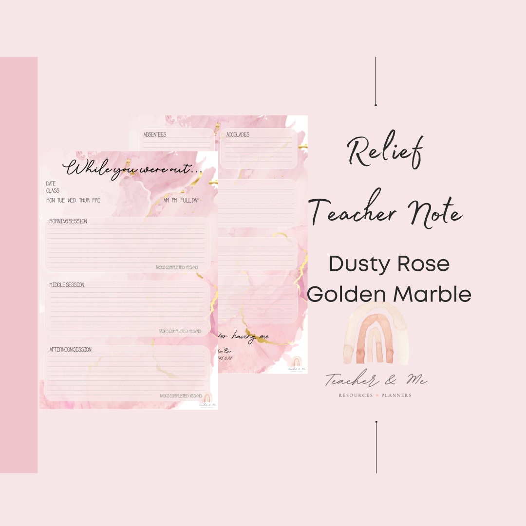 Dusty Rose Relief Teacher Feedback Notes, Substitute Feedback Form ...