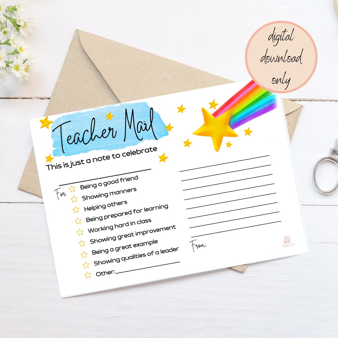 Printable Teacher Mail, Shooting Star, Back to School, Teacher ...