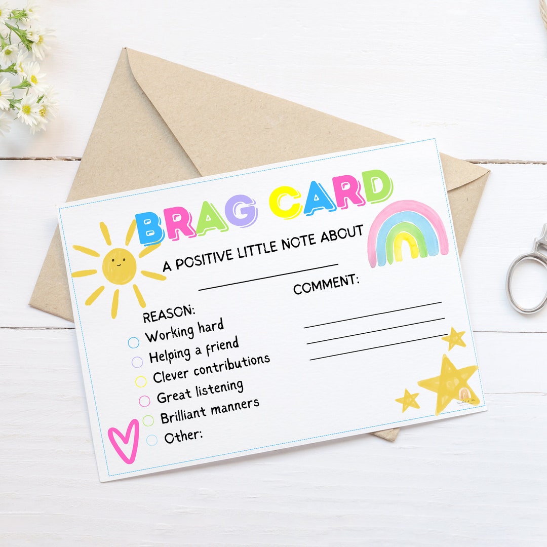 Printable Teacher Mail, Brag Card, Back to School, Positive Note From ...