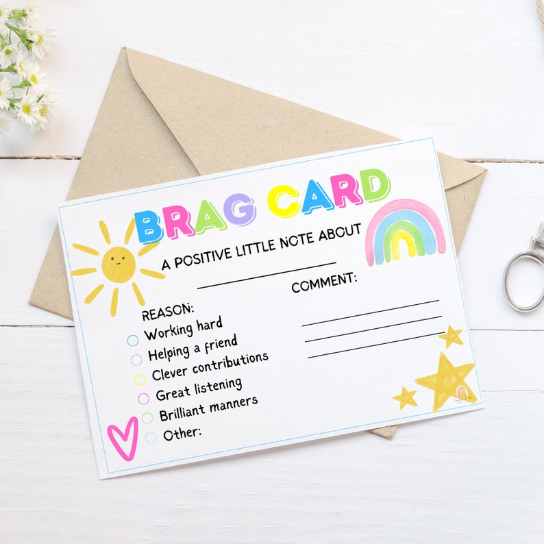 Printable Teacher Mail, Brag Card, Back to School, Positive Note From ...
