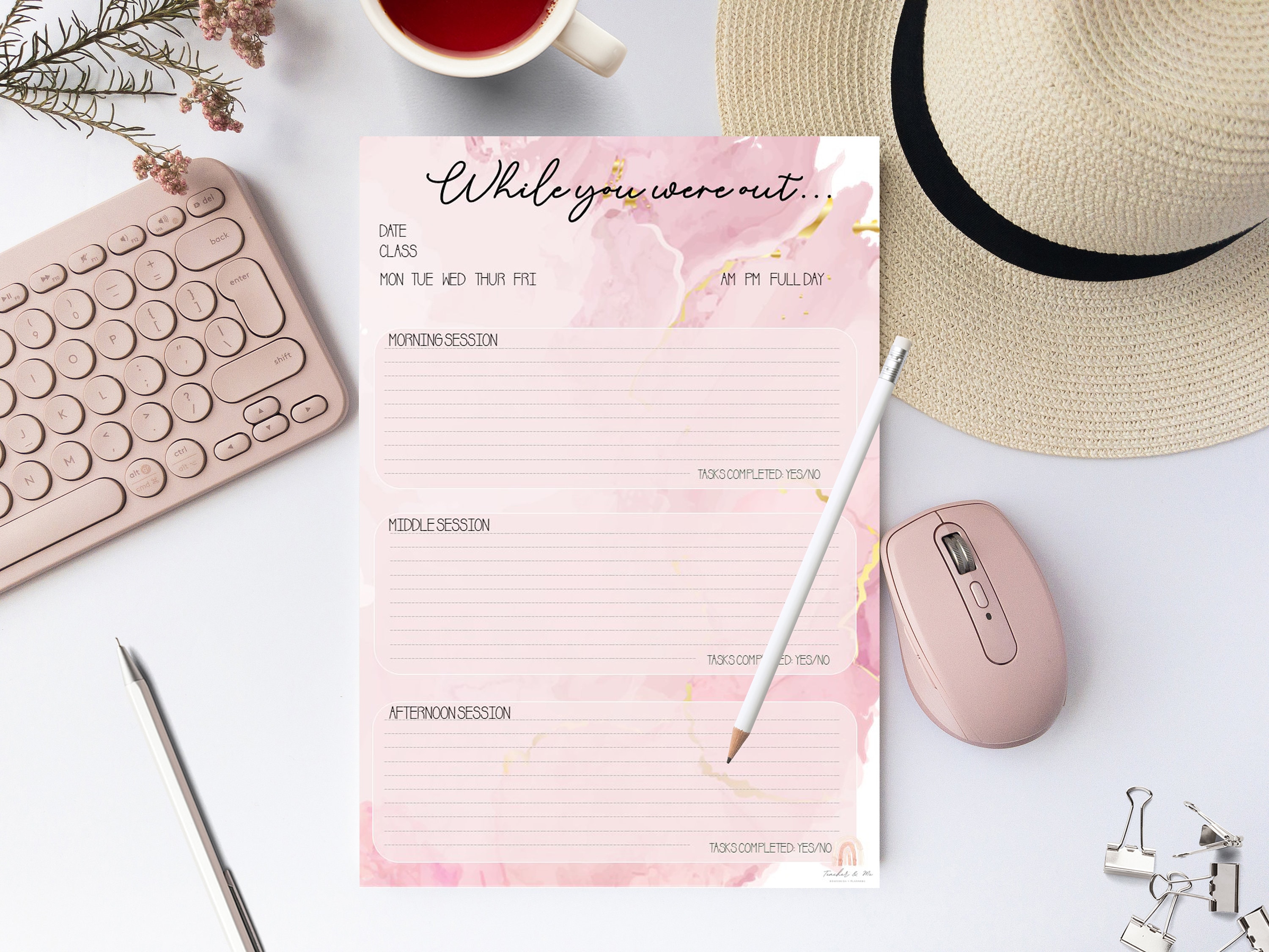 Dusty Rose Relief Teacher Feedback Notes, Substitute Feedback Form ...