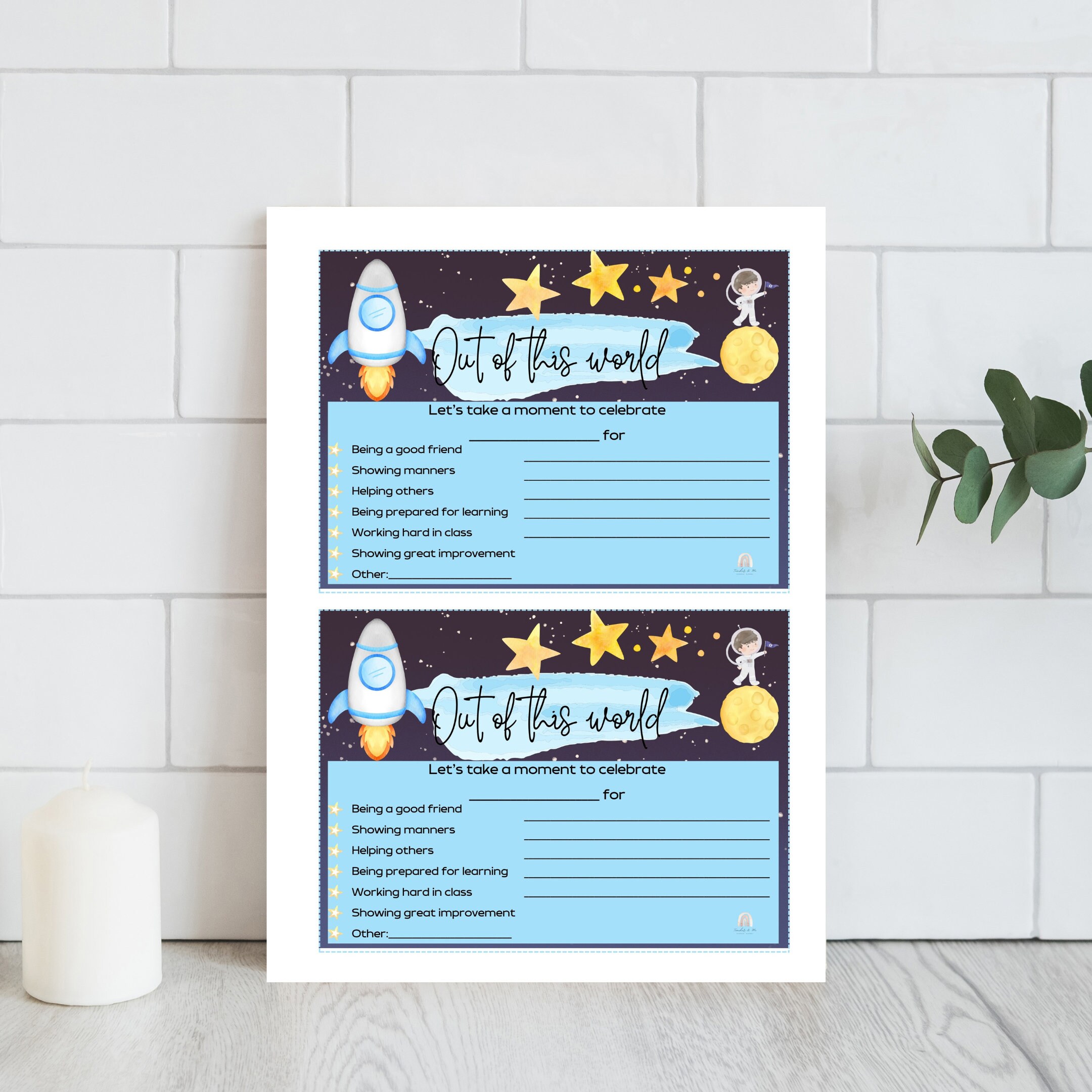 Printable Teacher Mail, Space Theme, Positive Behaviour, Teacher ...
