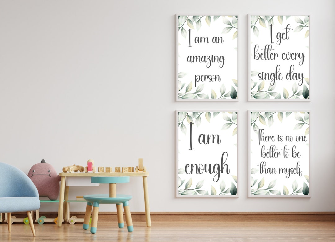 Watercolor Leaves Affirmation Poster and Wrapped Canvas, Watercolor ...