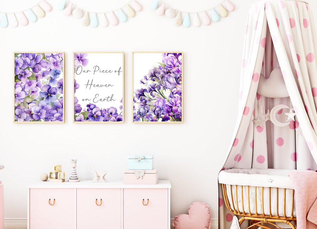 Febuary Birth Flowers Decor, Floral Nursery Wall Art, Poster Set of 3 ...