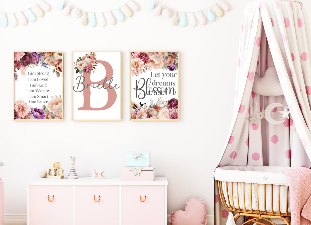 Personalized Floral Nursery Decor, Watercolor Floral Nursery, Baby ...