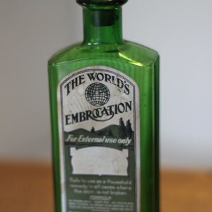 A Gorgeous Vintage Green Ribbed Bottle With Its Original Label for 'the ...