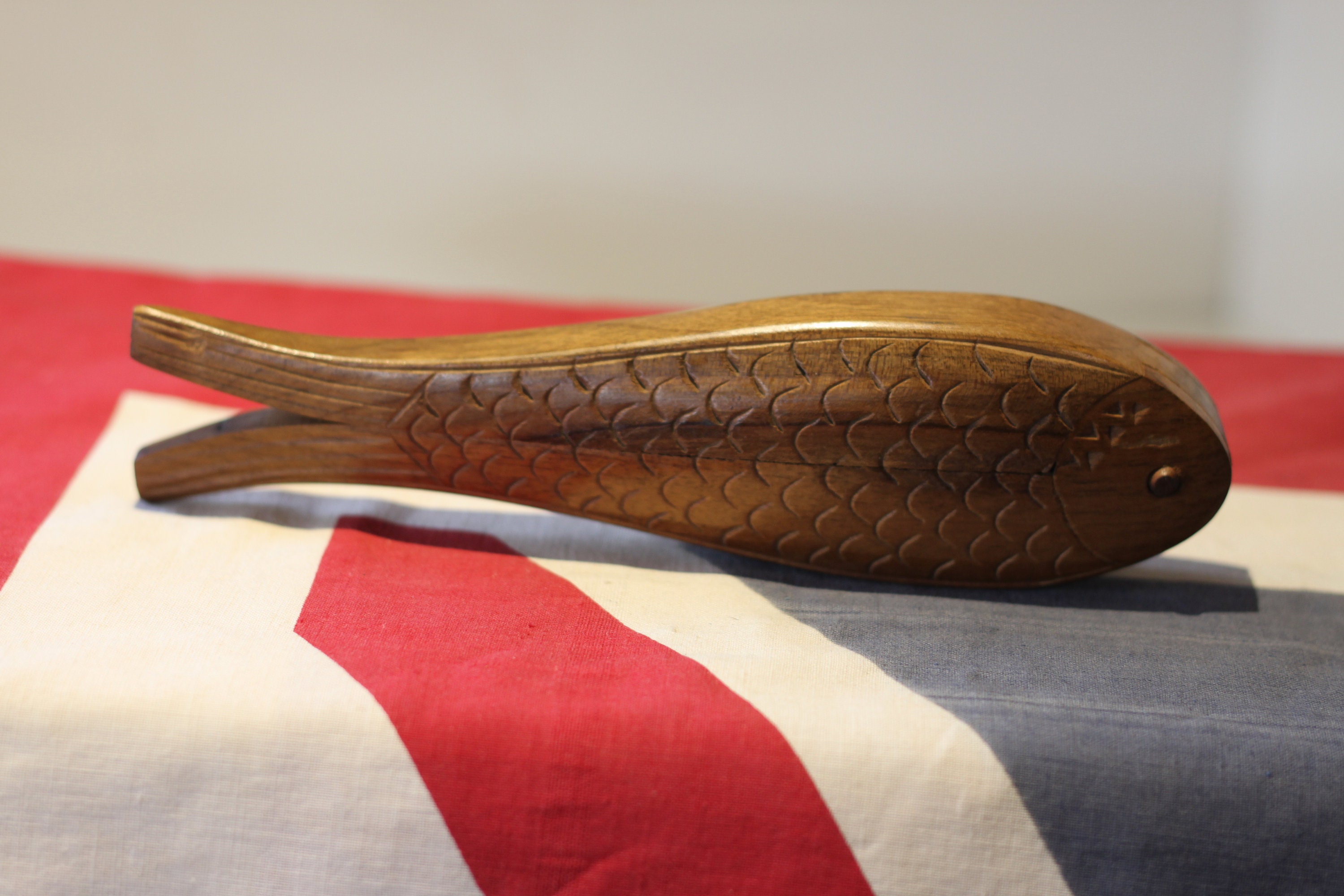 Folk Art Set of Vintage Folk Art Hand Carved Wooden Fish Nutcrackers ...