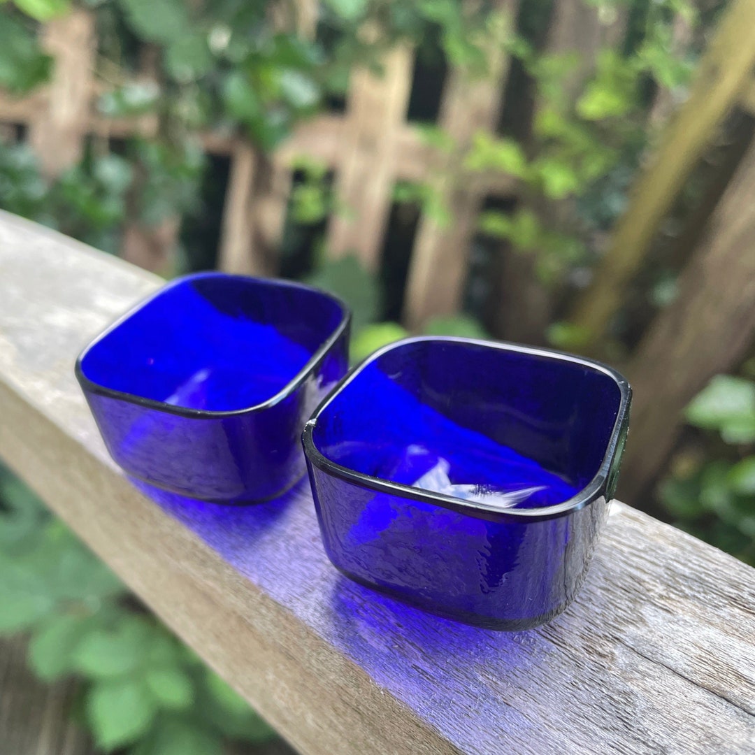 Two Cobalt Blue Glass Liners for Salt Cellars Etc 36mm Across - Etsy
