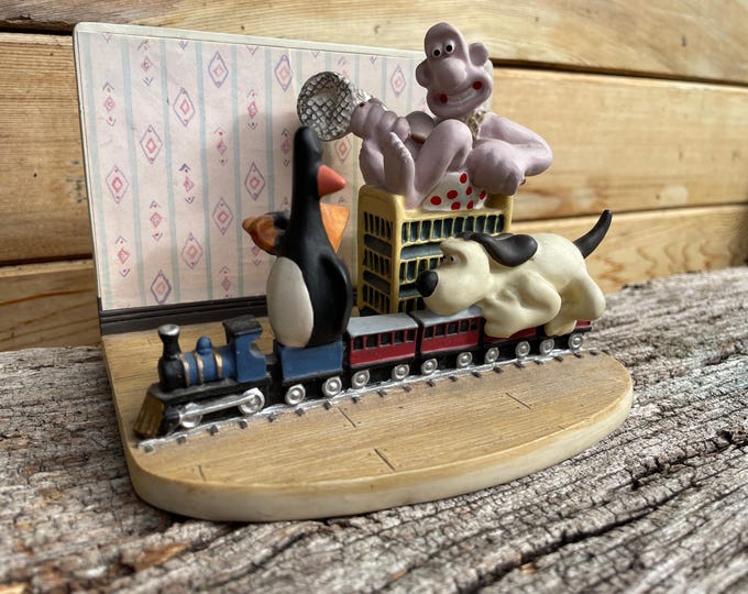 Vintage Wallace and Gromit Ornament by C and T.M. Depicting Train Chase ...