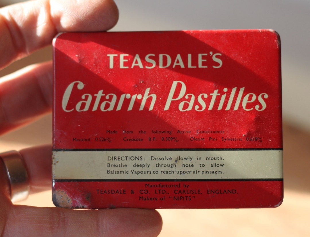 A Vintage Teasdale's Catarrh Pastilles Tin 9x7cm - Etsy