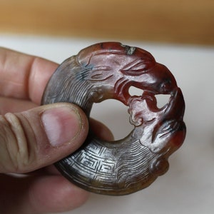 Chinese Red Hardstone Bi Disc Pendant, Chinese Antique, Chinese ...