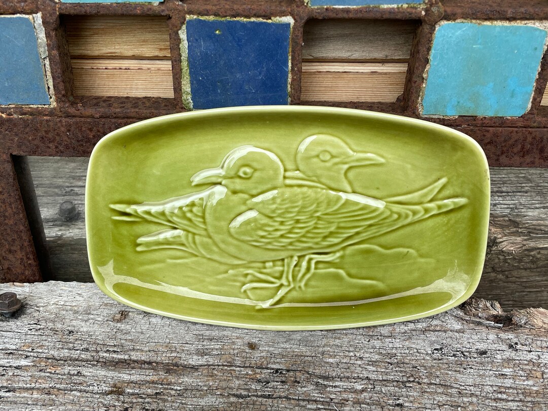 Poole Pottery Trinket Tray – Olive Green With Seagulls – 18cm – Vintage ...