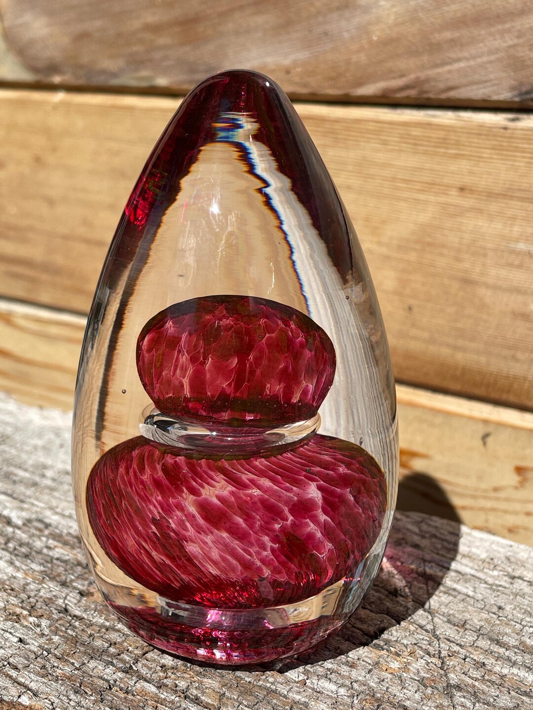 Wedgwood Topiary Cranberry Glass Paperweight English Egg Shape 11cm ...