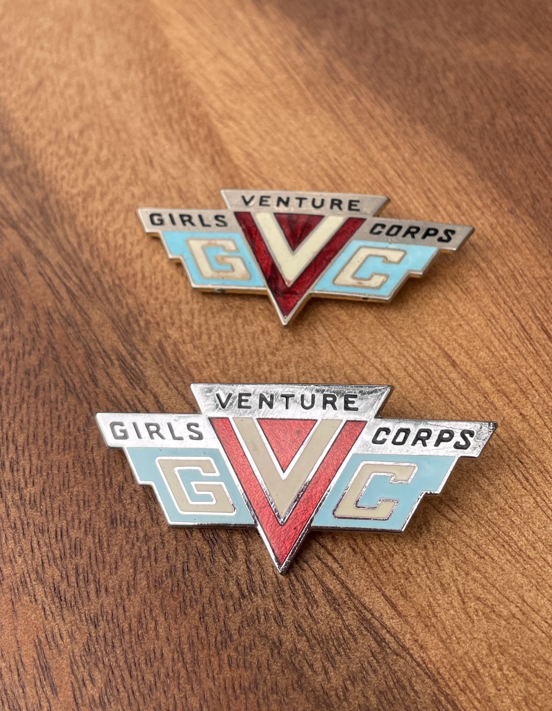Two Early Chrome and Enamel Girls Venture Corps Hat Badges 61mm Wide - Etsy