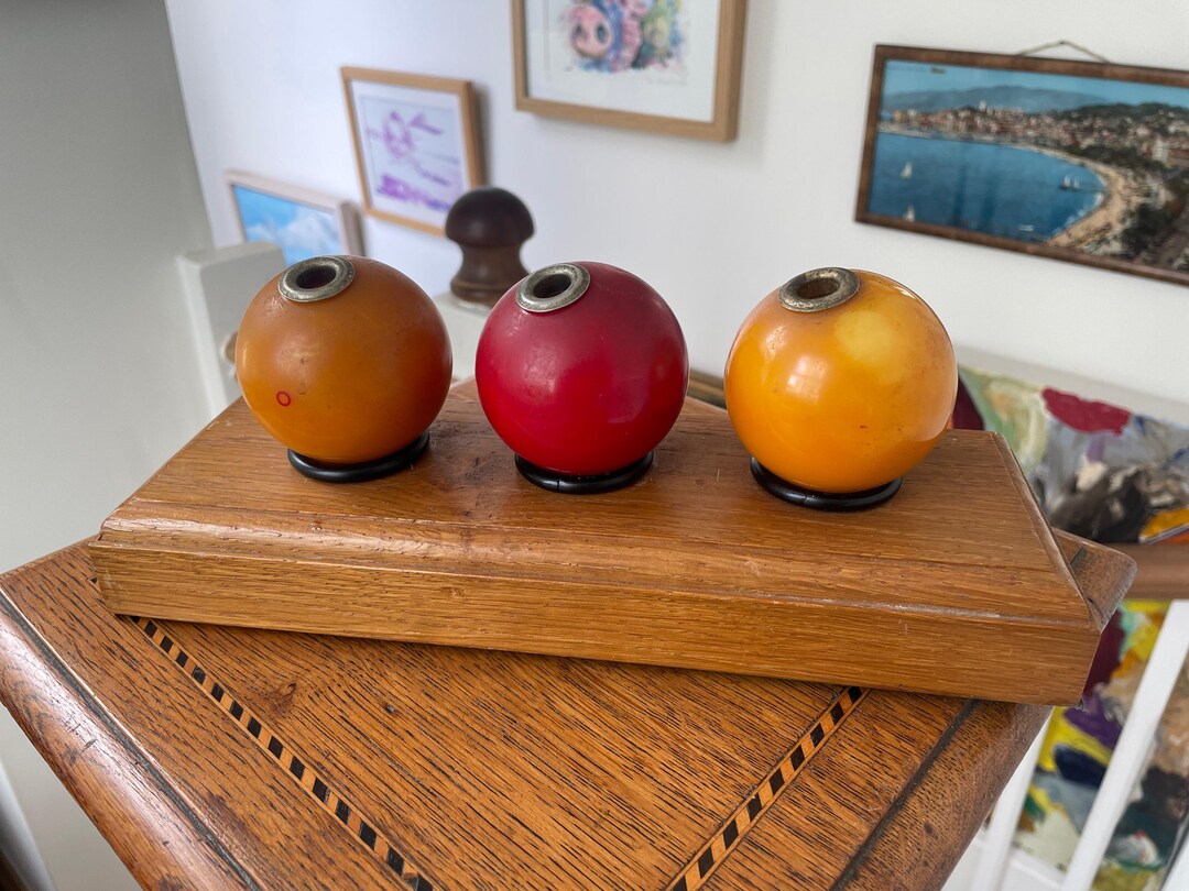 Vintage Pool Ball Desk Stand – 1960s Snooker Billiards Memorabilia, Oak ...