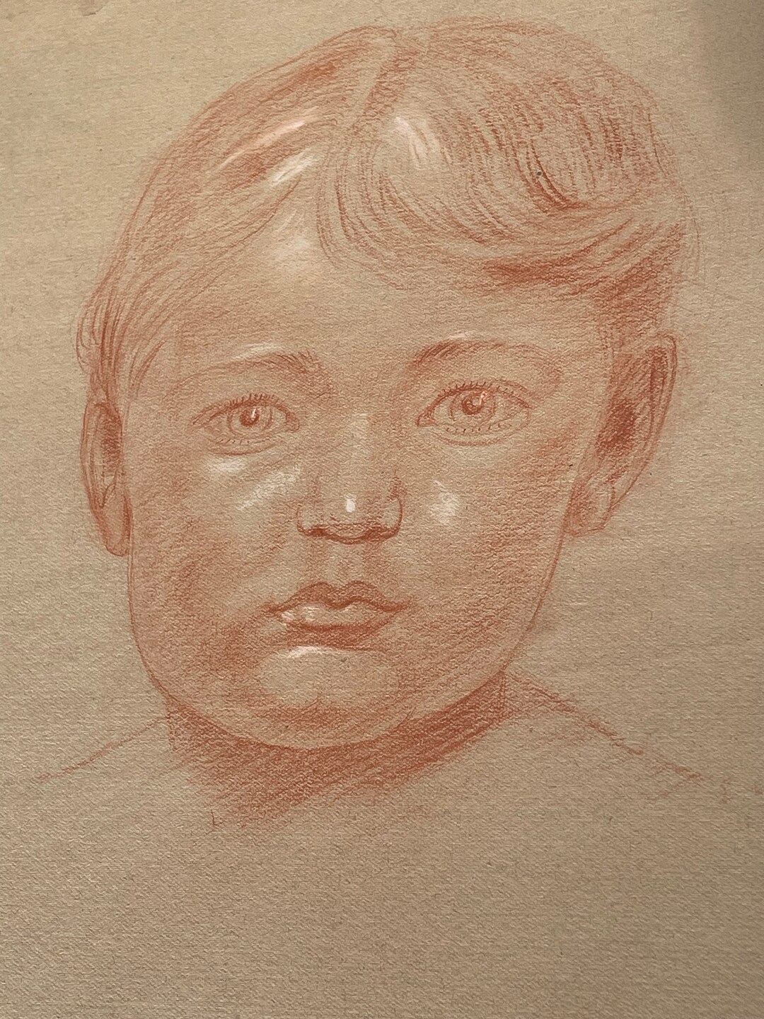 Antique Sanguine Chalk Drawing – 19th Century Child Portrait - Etsy