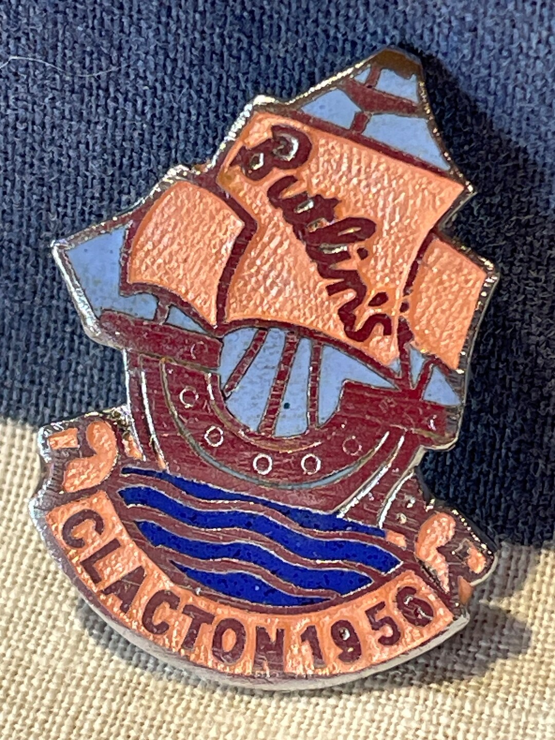 A Vintage Enamel Butlins Holiday Camp Clacton 1956 Pin Badge 30mm Tall ...