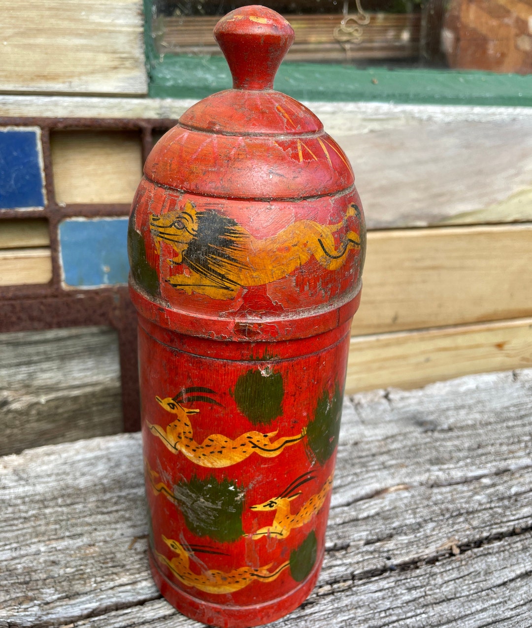 Antique Indian Lidded Wooden Grain Pot Lacquer Painted 23cm Tall - Etsy
