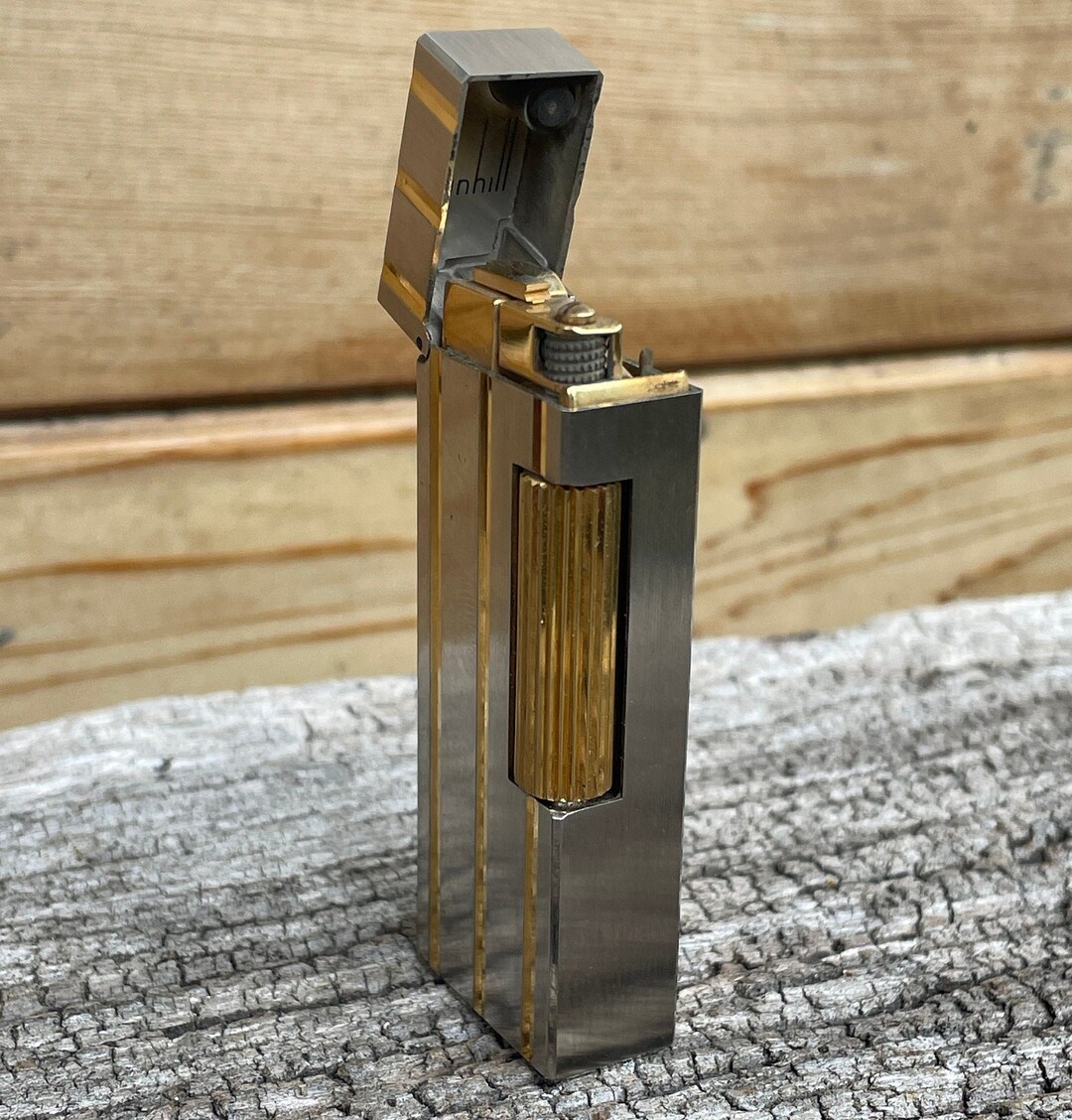 Vintage Dunhill Rollagas Silver and Gold Plated Lighter Original ...