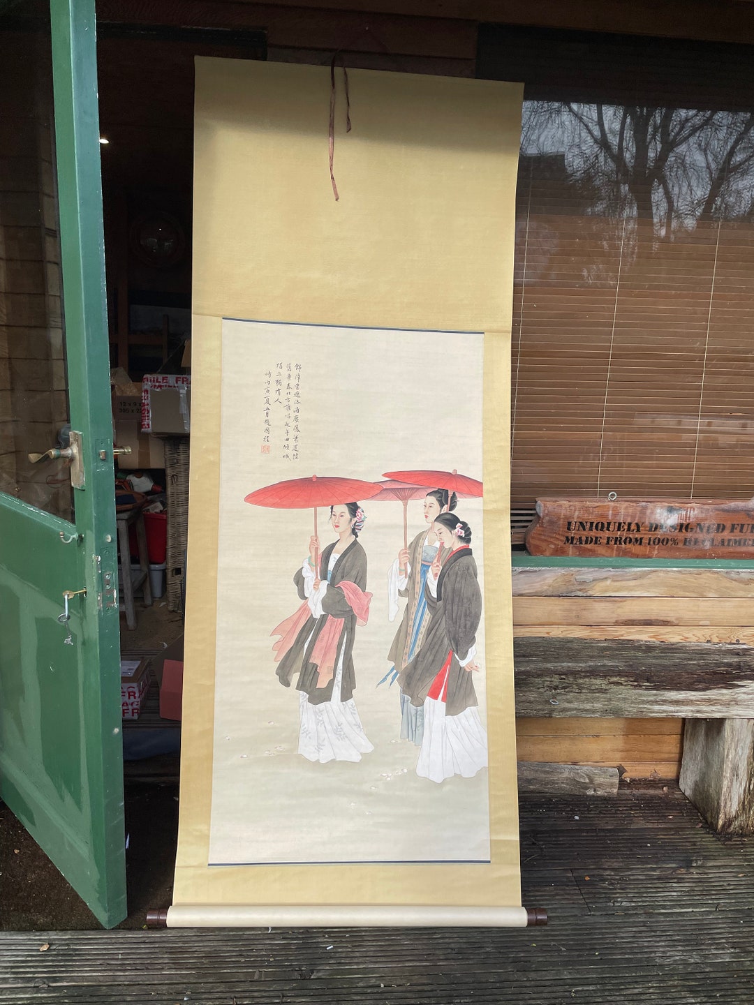 Chinese Watercolor Scroll – Beauty Walking, Wang Meifang Style - Etsy