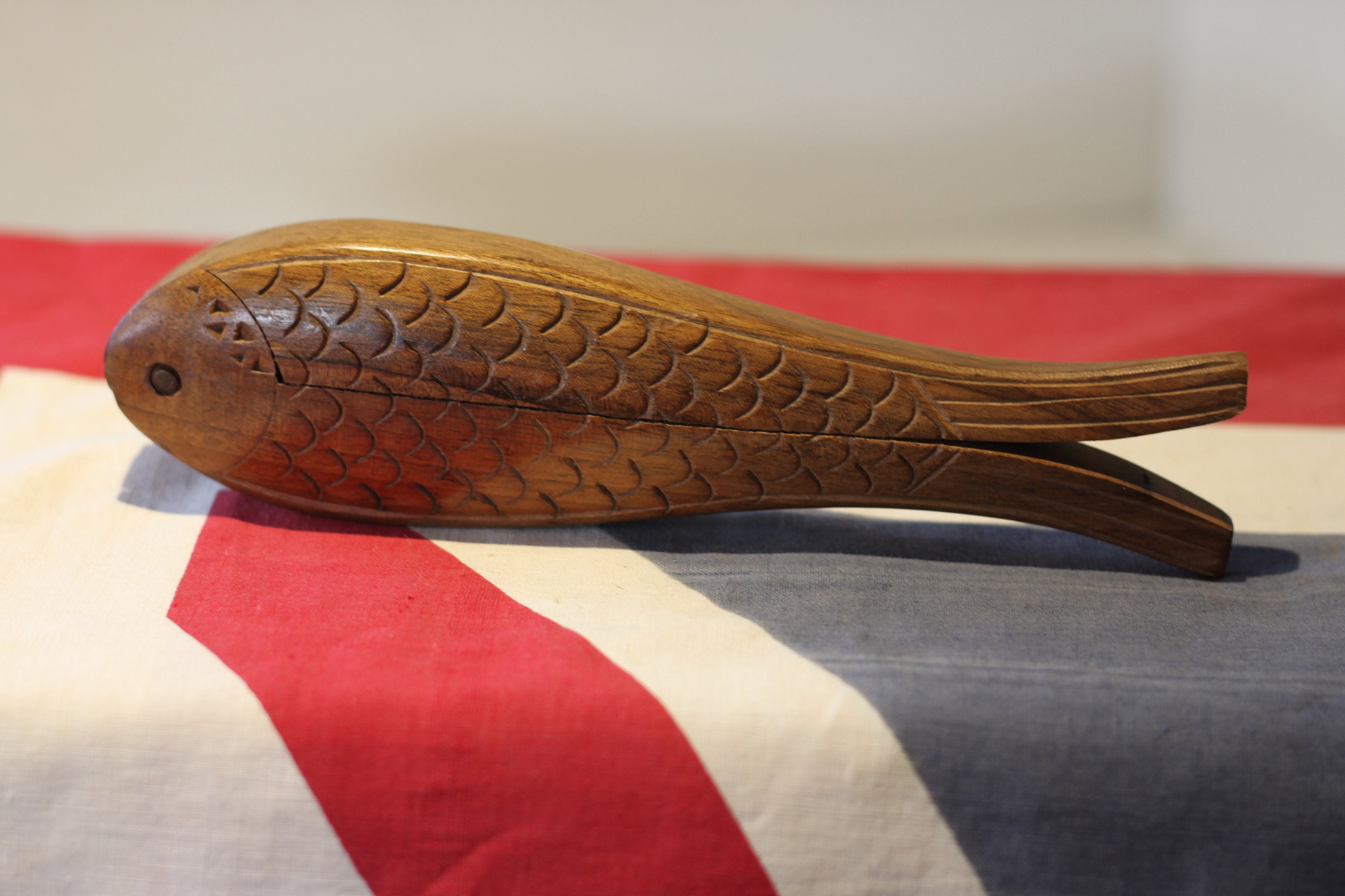 Folk Art Set of Vintage Folk Art Hand Carved Wooden Fish Nutcrackers ...