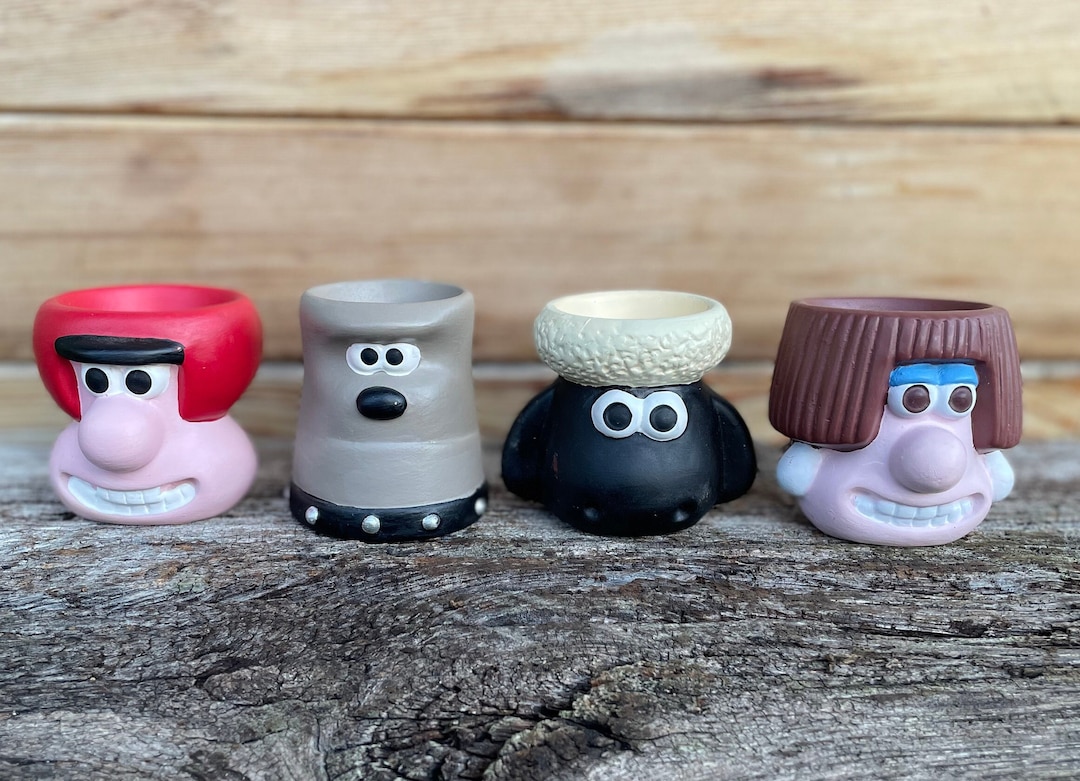 A Set of Four Wallace and Gromit Egg Cups 6cm Tall C1980's - Etsy