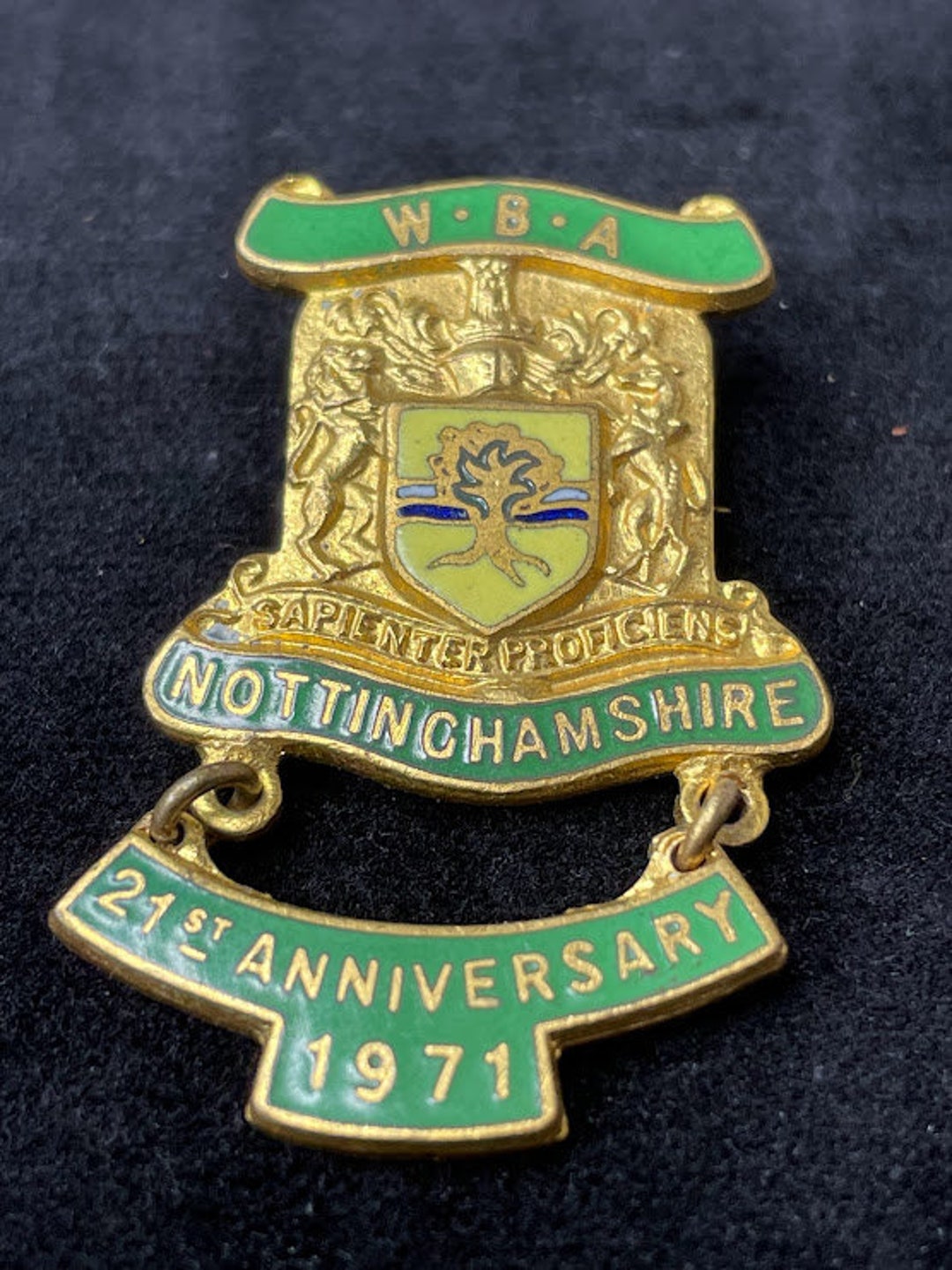 Vintage Nottingham Badge - W.B.A Nottinghamshire 21st Anniversary 1971 ...