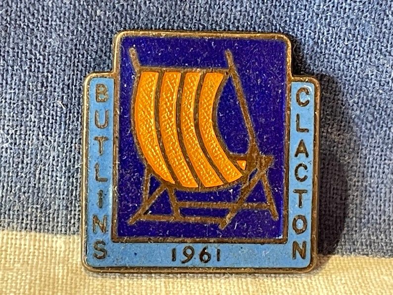 A Vintage Enamel Butlins Holiday Camp Clacton 1961 Pin Badge by J R ...