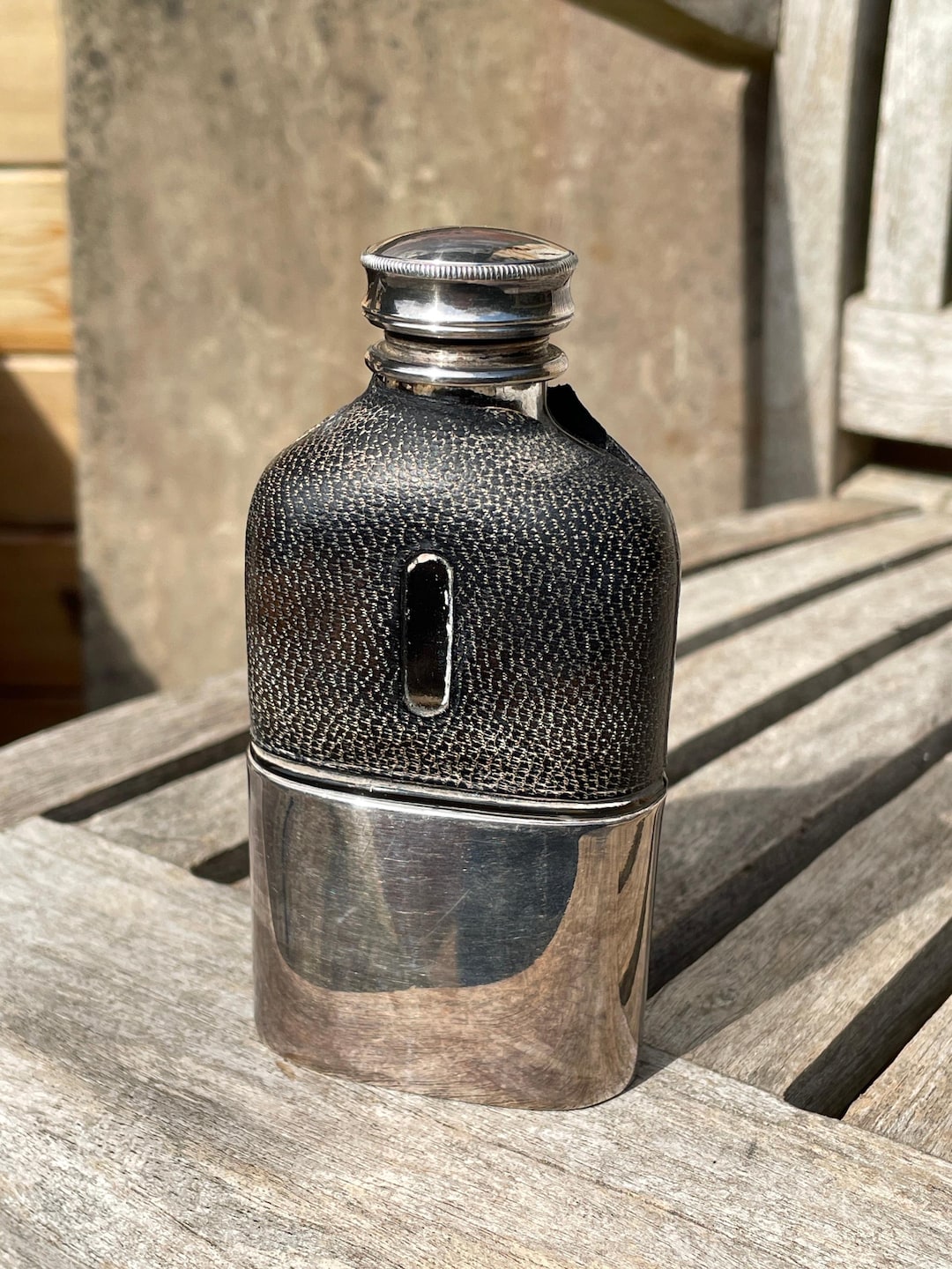Vintage James Dixon Sheffield Hip Flask – EPBM Cup & Shagreen Leather ...