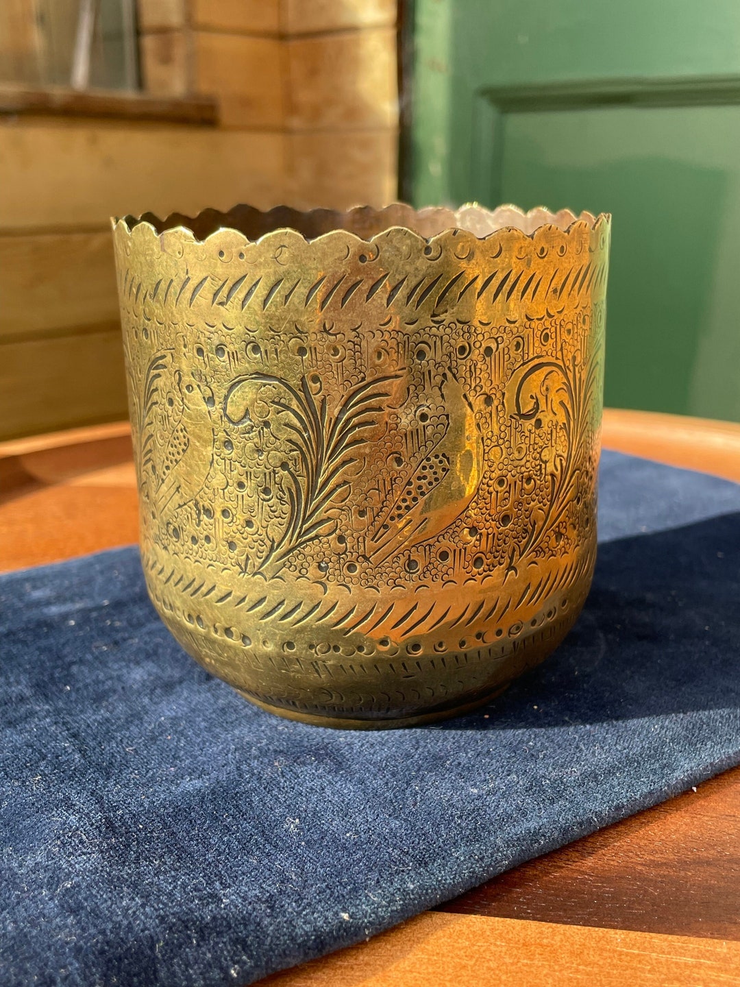 A Small Indian Antique Brass Highly Worked Antique Pot 9.5cm Tall - Etsy