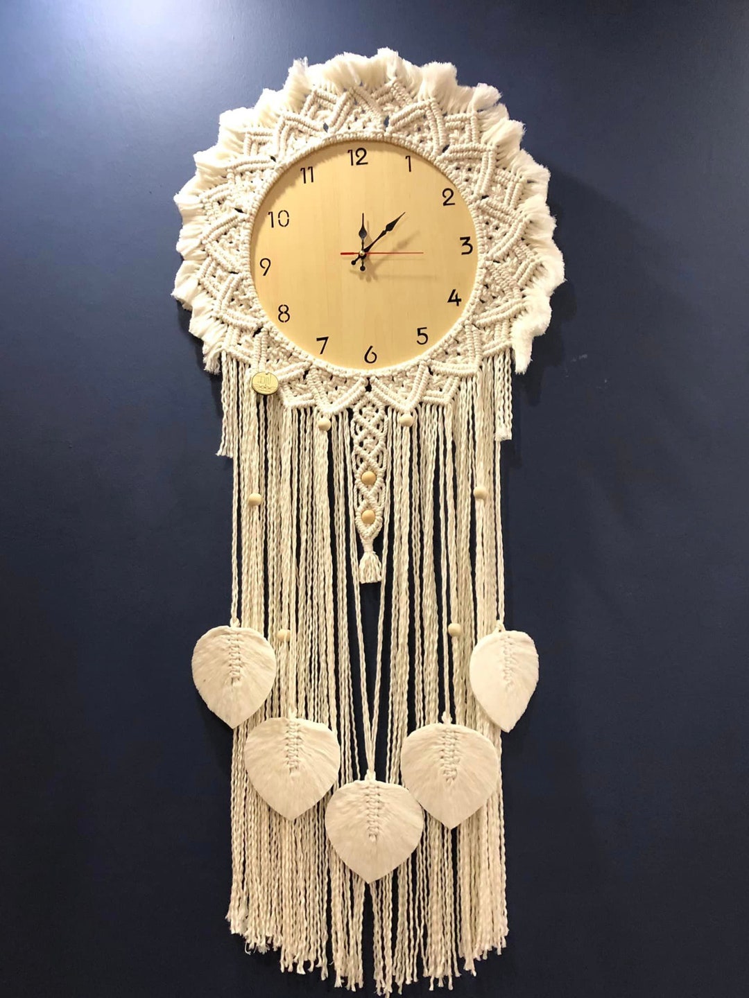 Macrame Decoration Living Room Clocks Macrame Crochet - Etsy