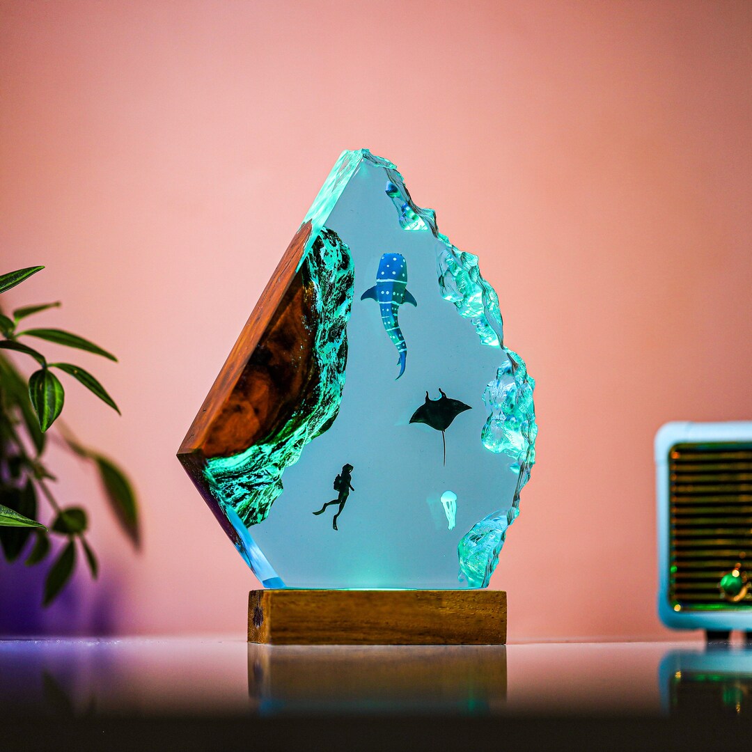Whale Shark and Stingray Night Lamp, Ocean Resin Lamp, Killer Whale ...