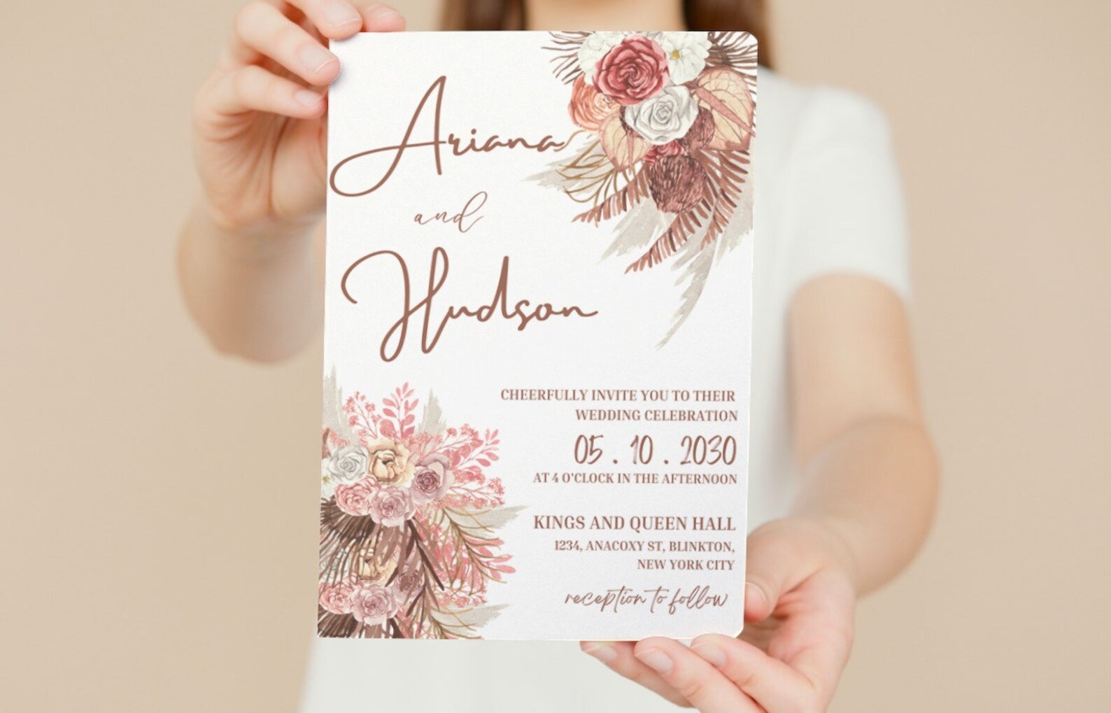 Boho Rustic Wedding Invitation Template Set, Boho Wedding Invitation ...