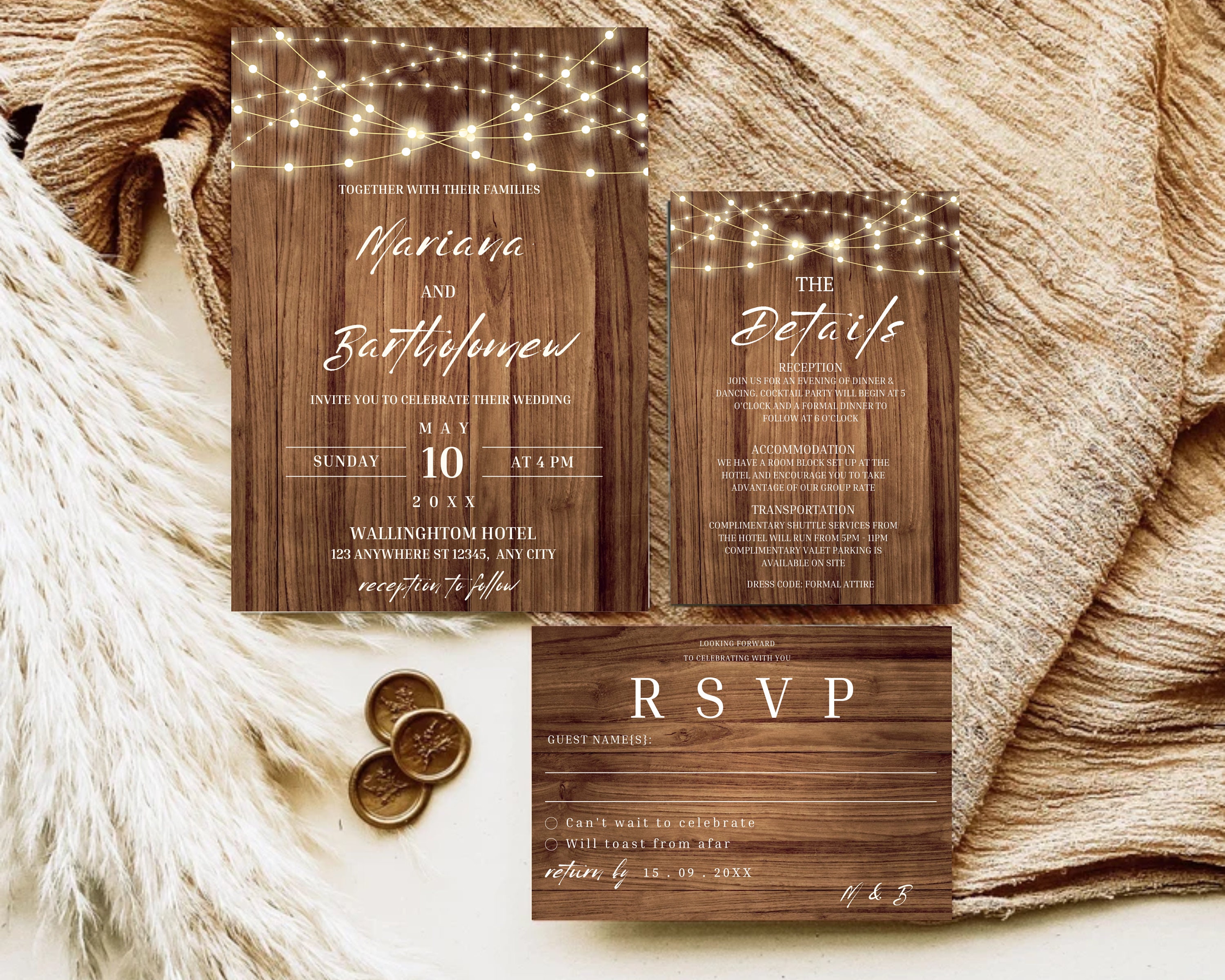 Rustic Wood Wedding Invitation, Rustic Wedding Invitations, Boho ...