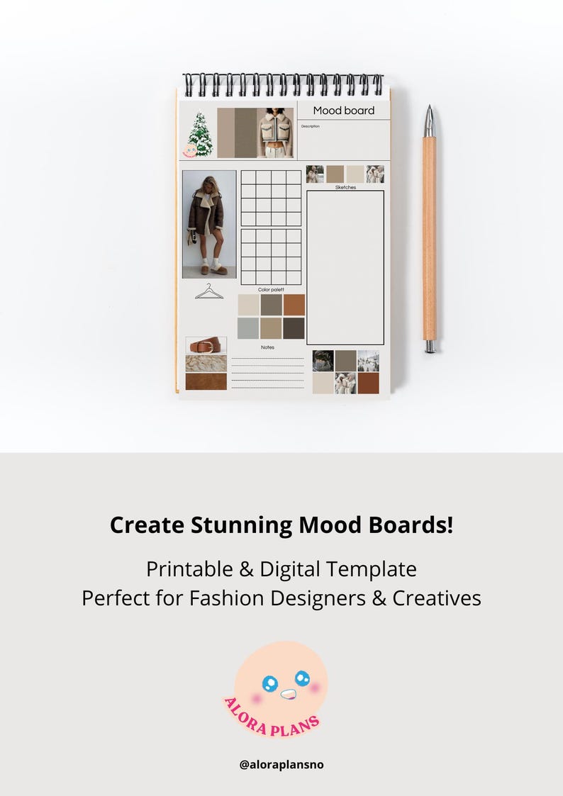 Digital Mood Board Maker Fashion Design Workbook Printable Template for ...