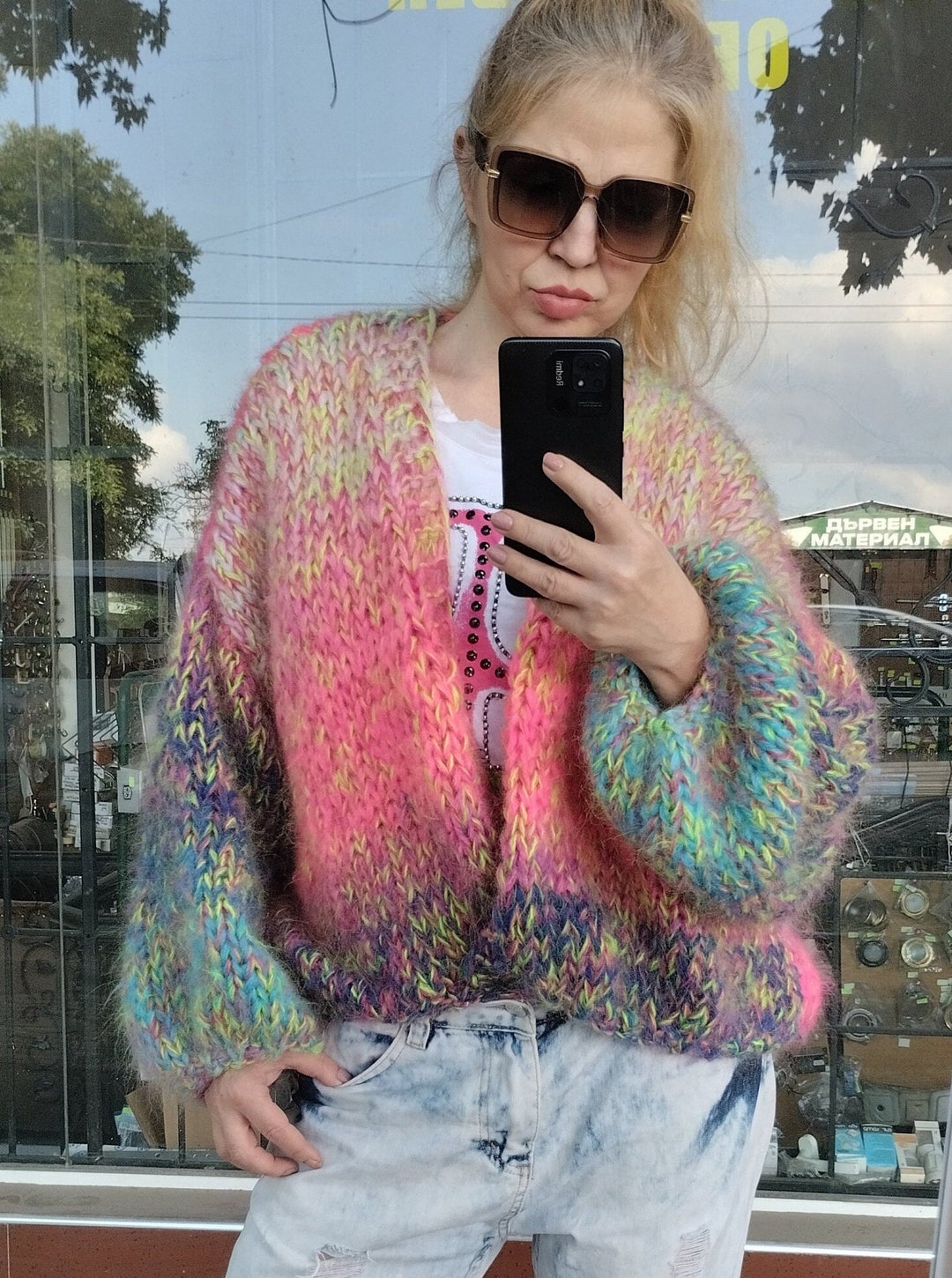 Mohair Ombre Melange Bomber, Neon Crop Cardigan, Balloon Sleeves ...