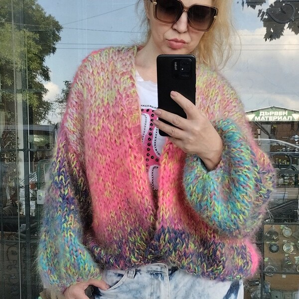 Neon Knit Cardigan - Etsy