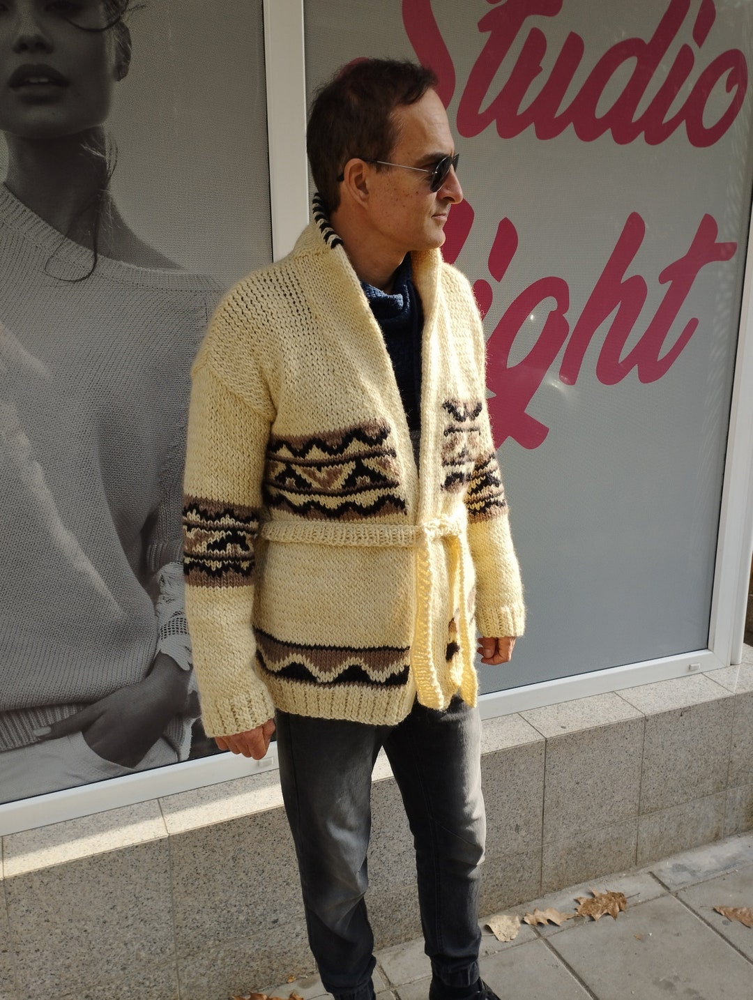 Starsky and Hutch Sweater Cardigan, Pure Merino Wool, Shawl Collar ...