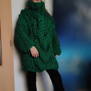 Knit Loopy Merino Wool Long Sweater, Chunky Knit Thick Pullover ...