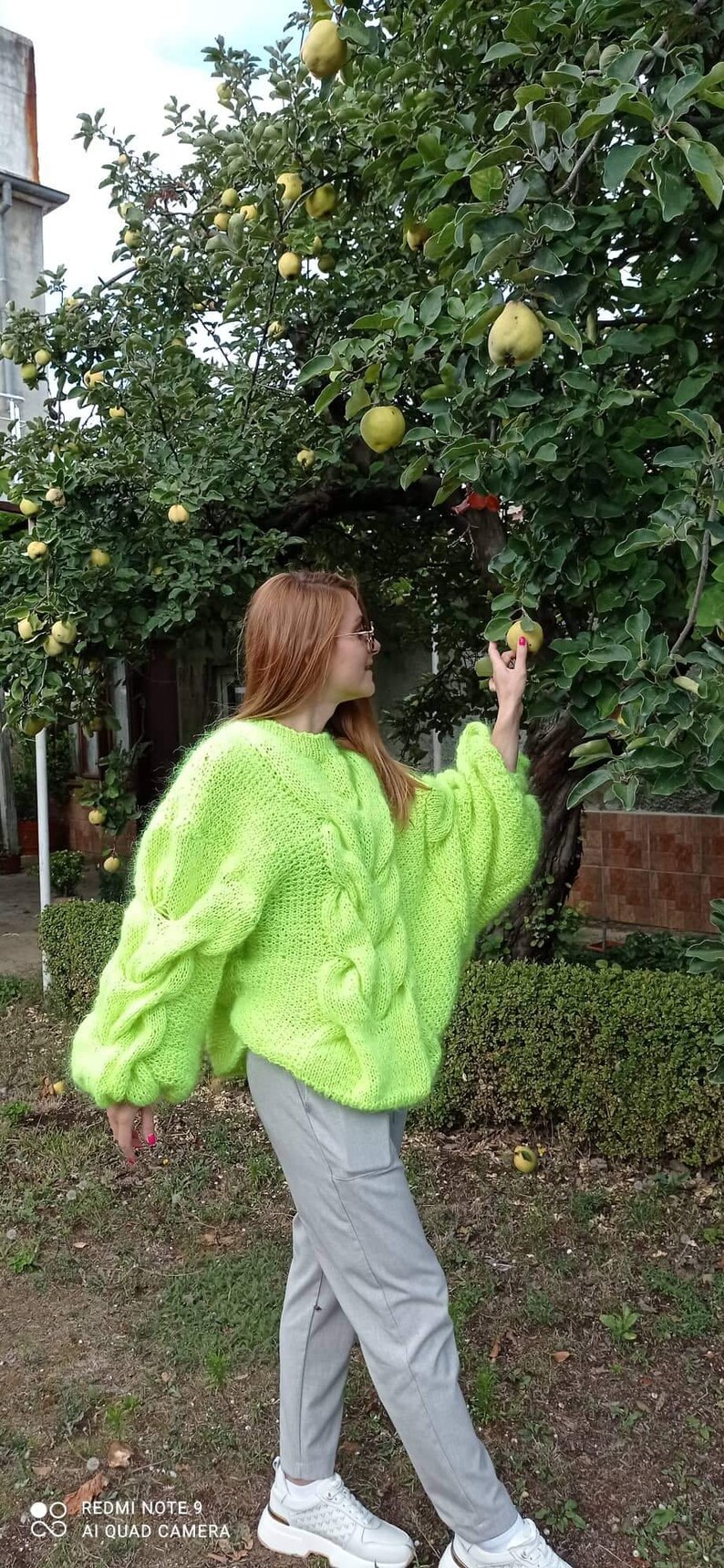 Neon Green Yellow Mohair Oversize Pullover Volume Sleeves - Etsy