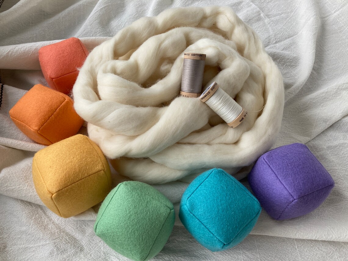 Pastel Rainbow Wool Felt Toy Blocks | Montessori Baby Gift - Etsy