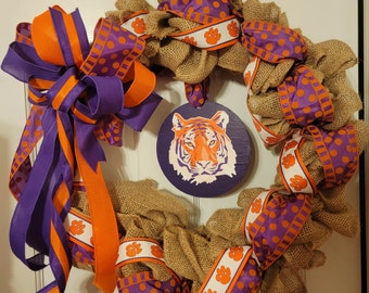 Clemson Tigers Wreath Clemson University Wreath Clemson Football Wreath Fighting Tigers Wreath ...