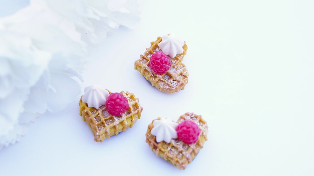 Waffle Fridge Magnets, Handmade in Polymer Clay, Whipped Cream and ...