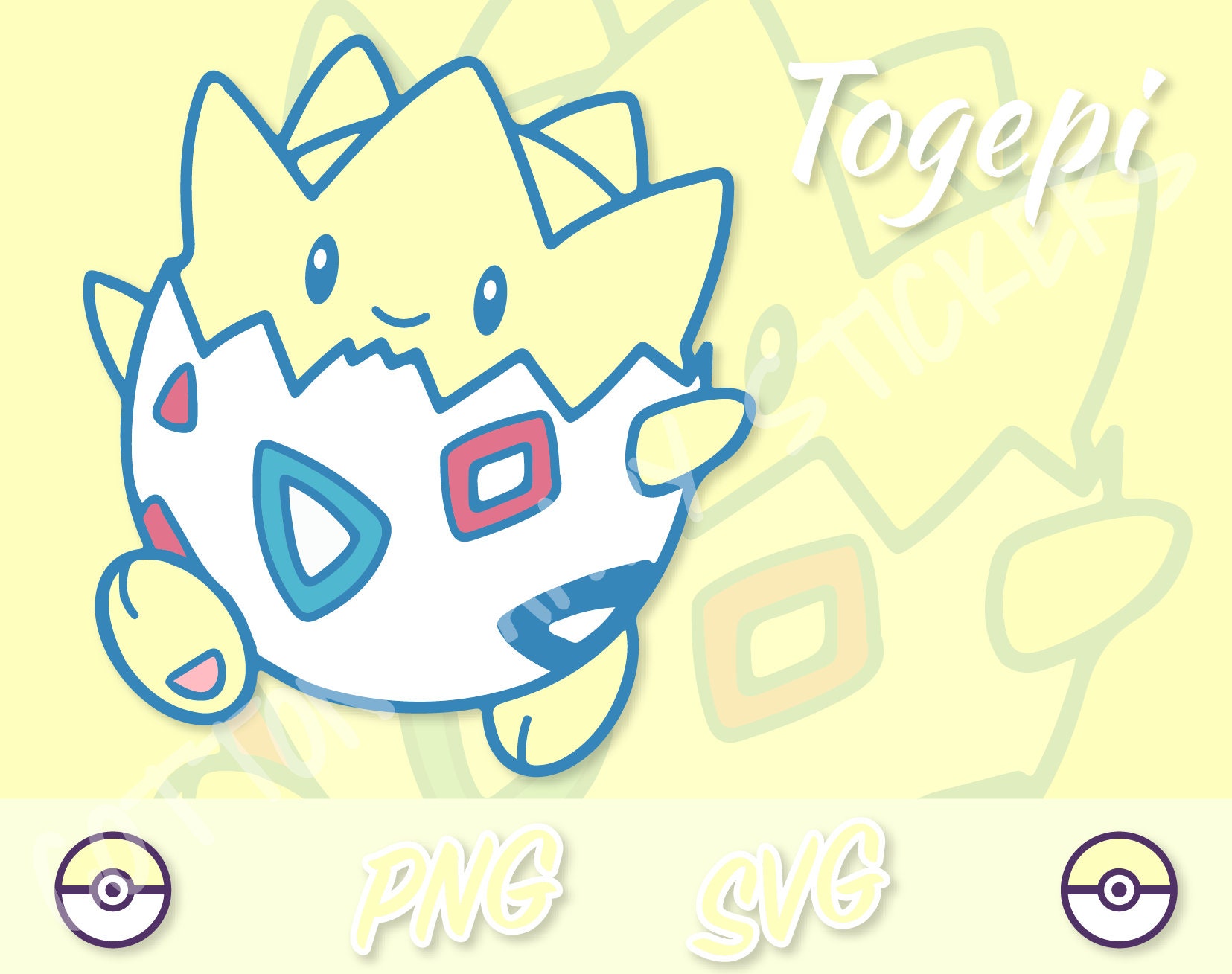 Togepi SVG Chibi Pikachu PNG Layered Silhouette Print - Etsy