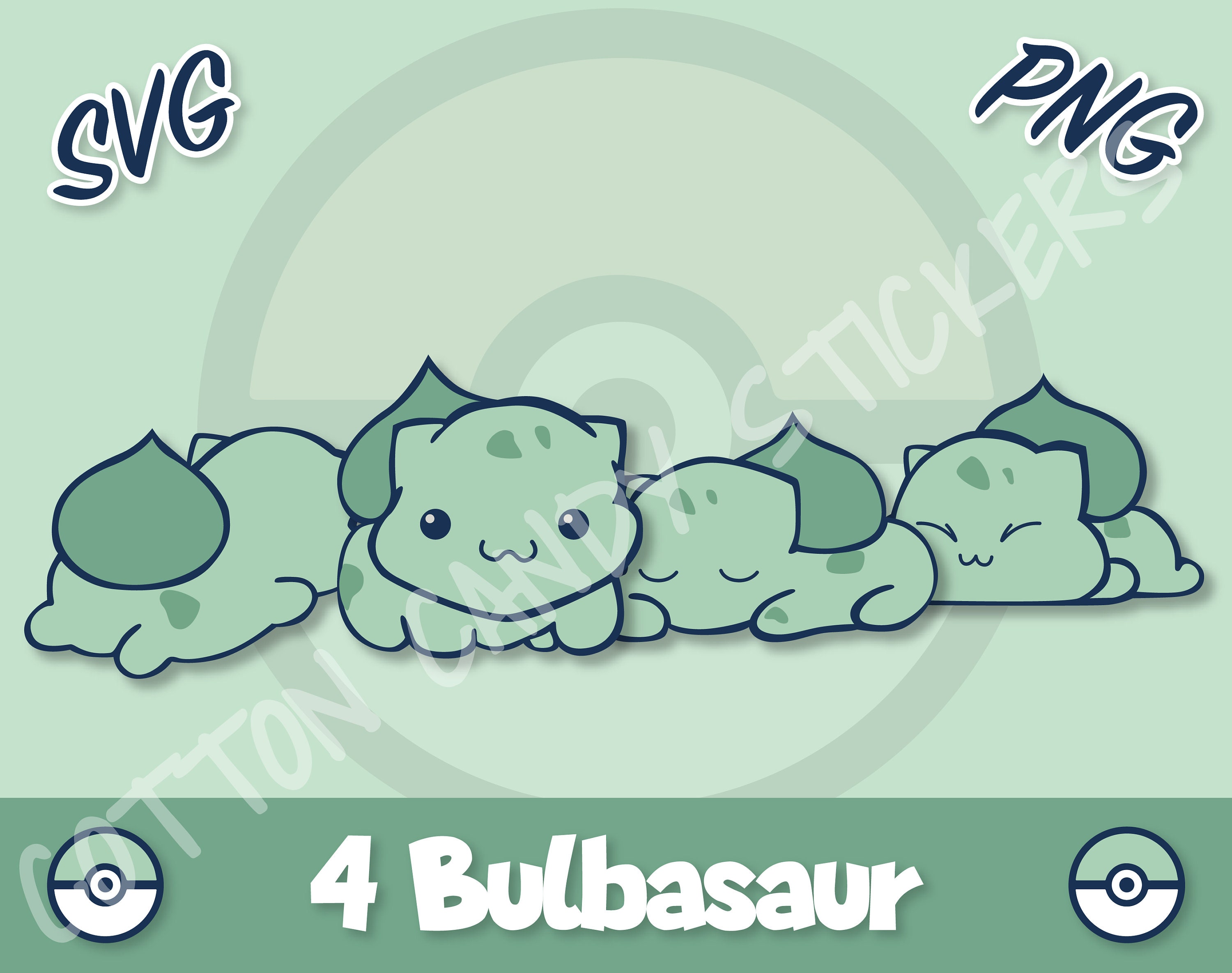 Bulbasaur SVG Chibi Bundle PNG Layered Silhouette Print - Etsy